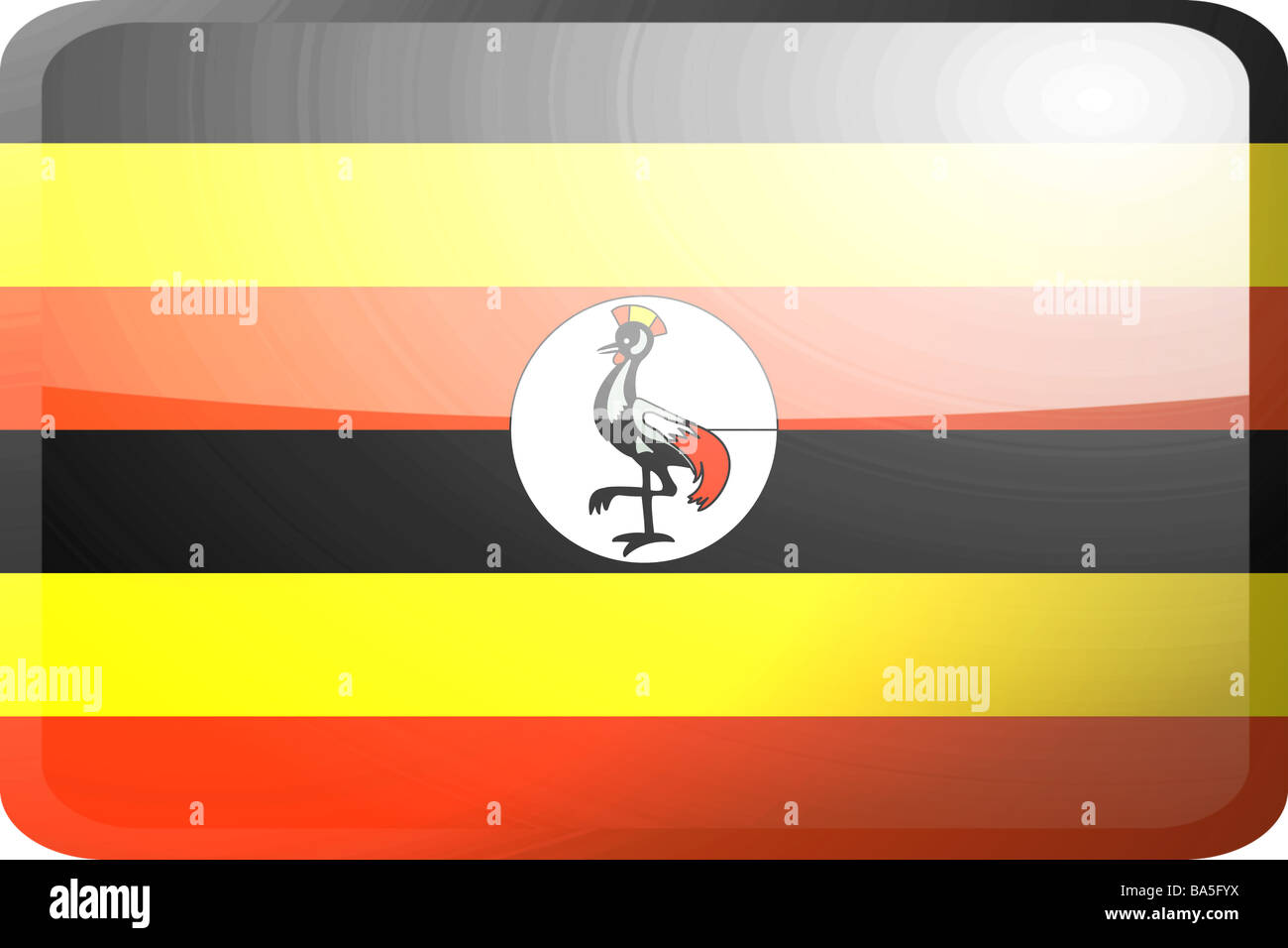 Flag of Uganda national country symbol illustration glossy button icon ...