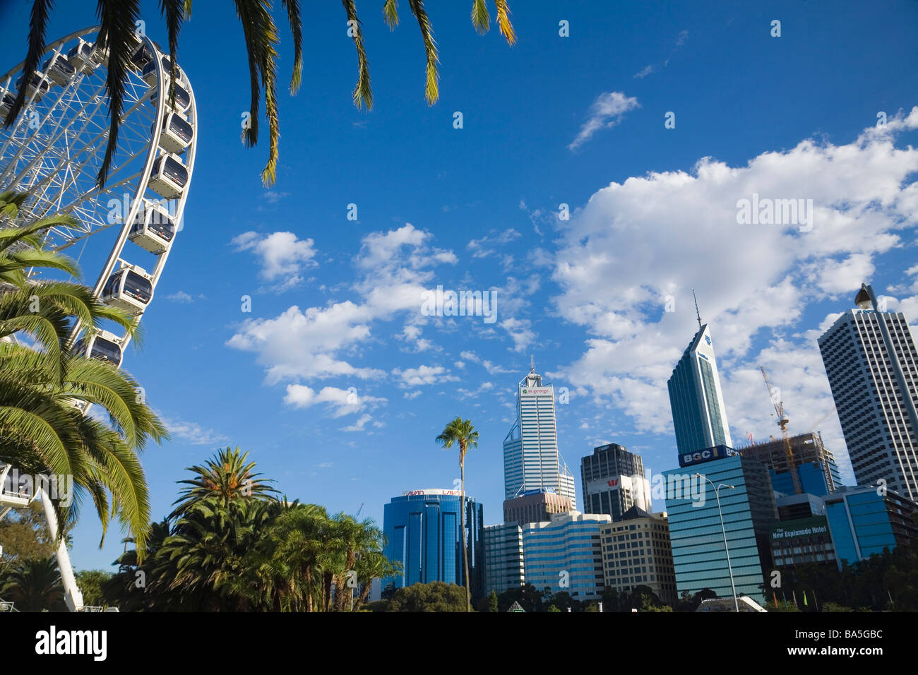 The 50 metre high Wheel of Perth ferris wheel on the Swan River ...