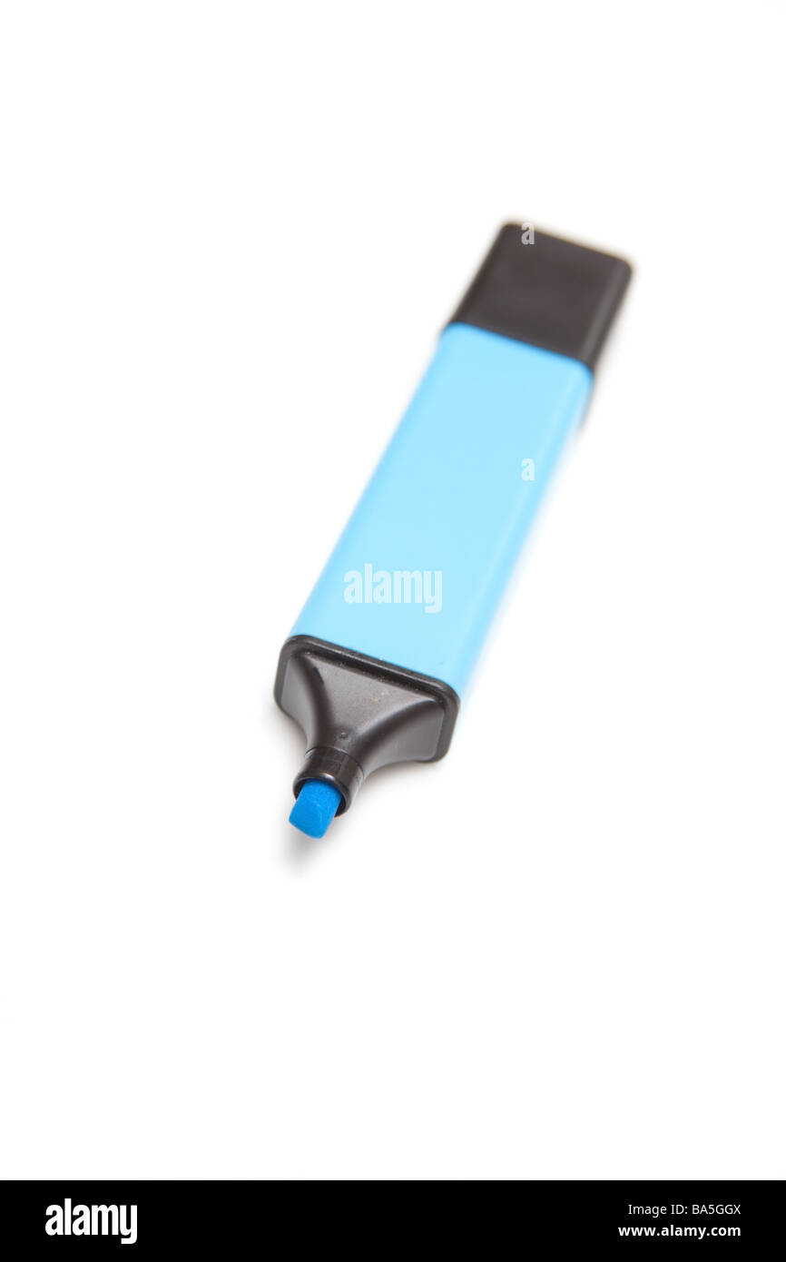 Blue highlighter pen isolated on a white studio background Stock Photo ...