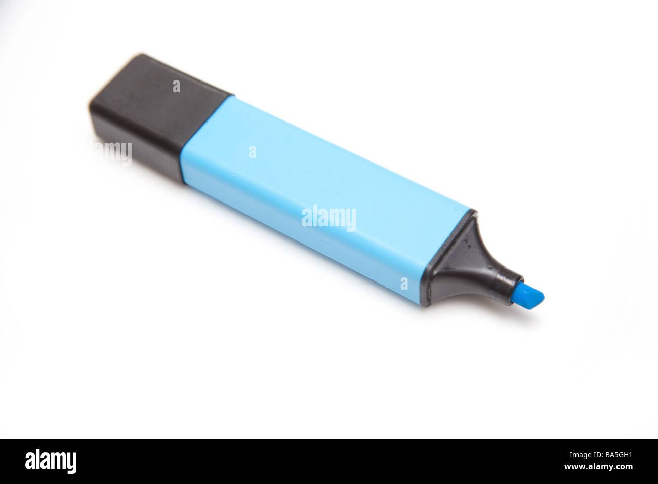 Blue highlighter pen isolated on a white studio background Stock Photo ...