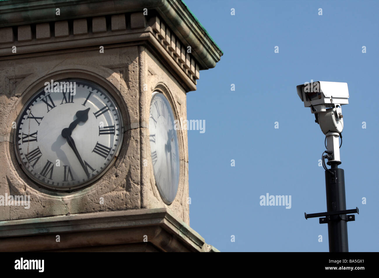 CCTV watching clock Stock Photo - Alamy