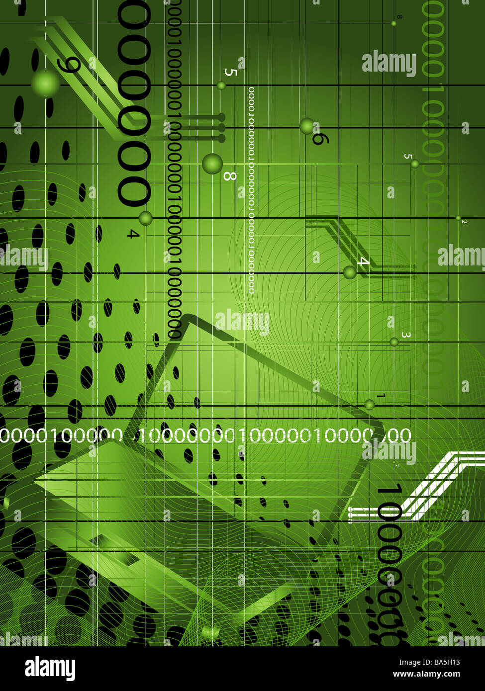 Abstract technological background with coordinates figures and computer ...