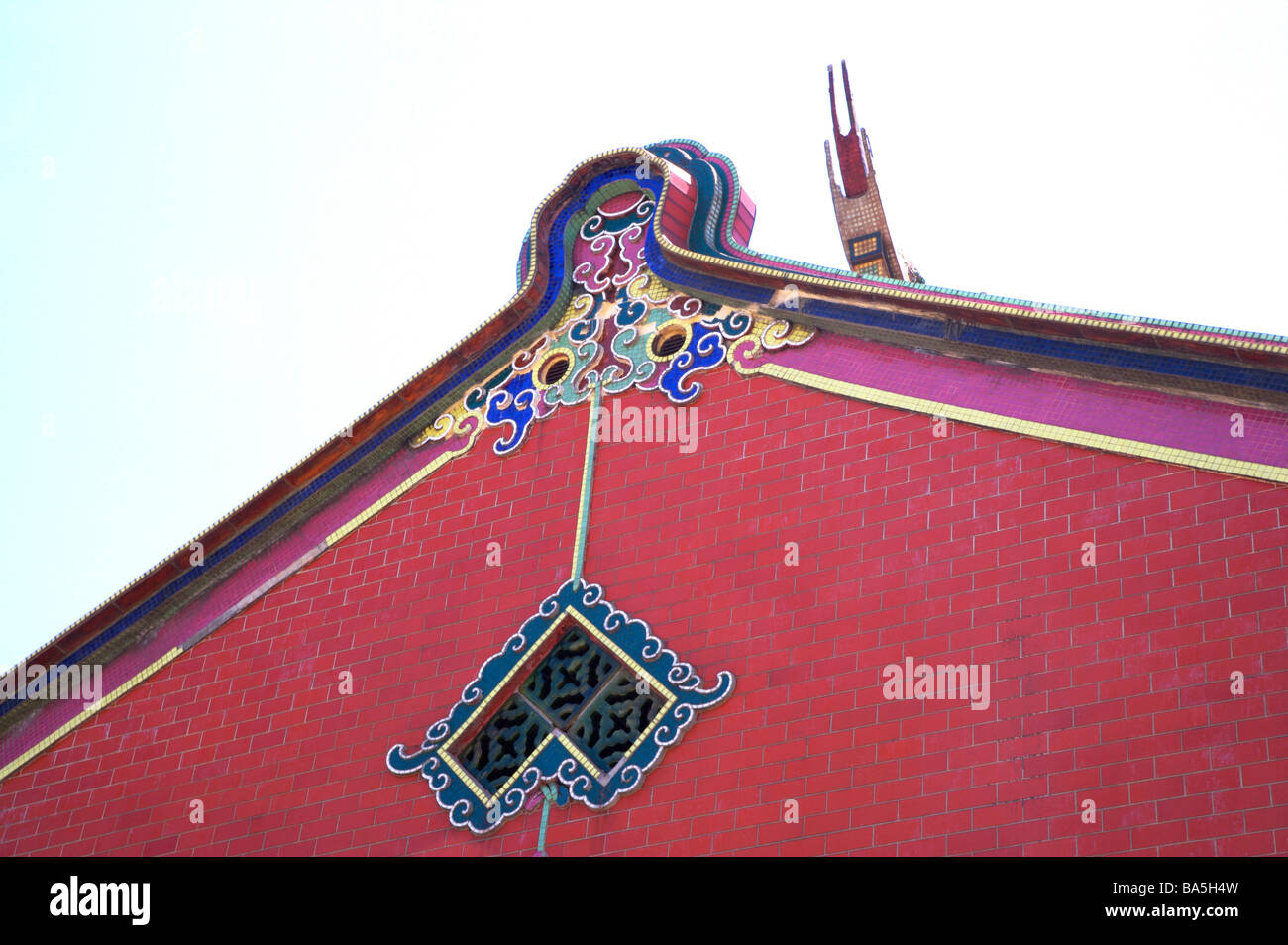 Wall with window of classic Chinese architecture against sky Stock ...
