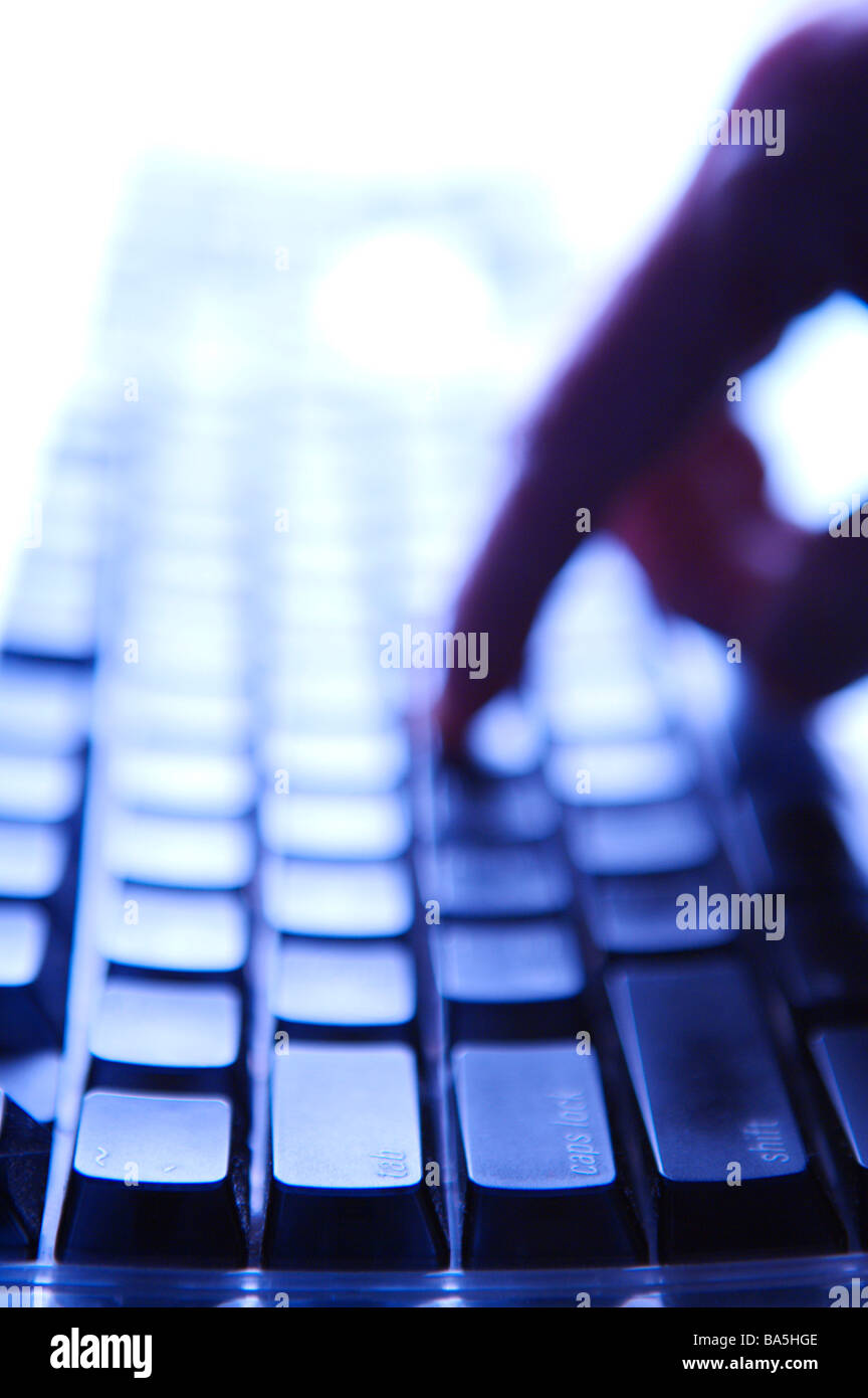 Man typing on keyboard close up Stock Photo - Alamy