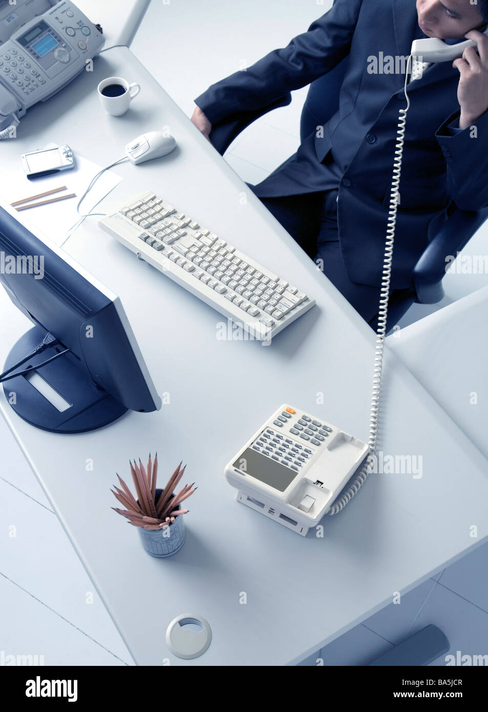 Overhead shot businessman using hi-res stock photography and images - Alamy