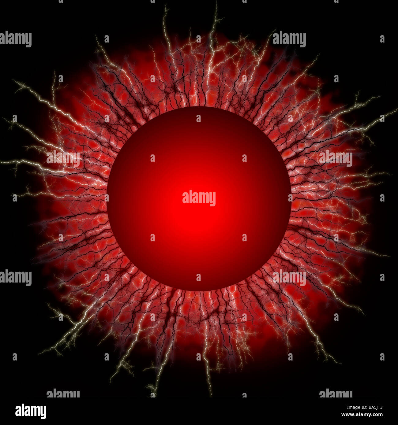 red neutron star and atmospheric electricity discharge Stock Photo - Alamy