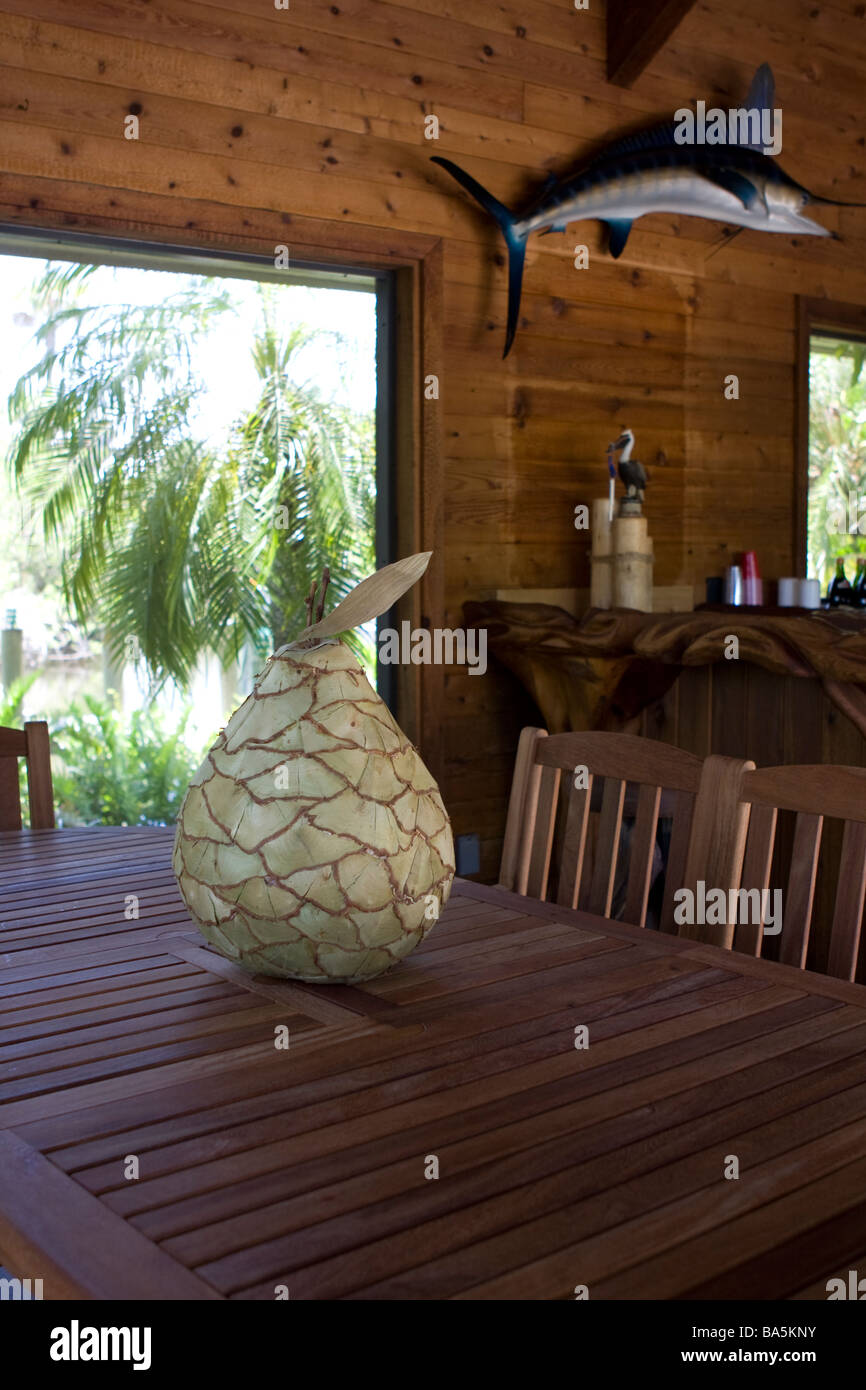 Pear Centerpiece with Mounted Fish on Wood Wall and Table Stock Photo ...