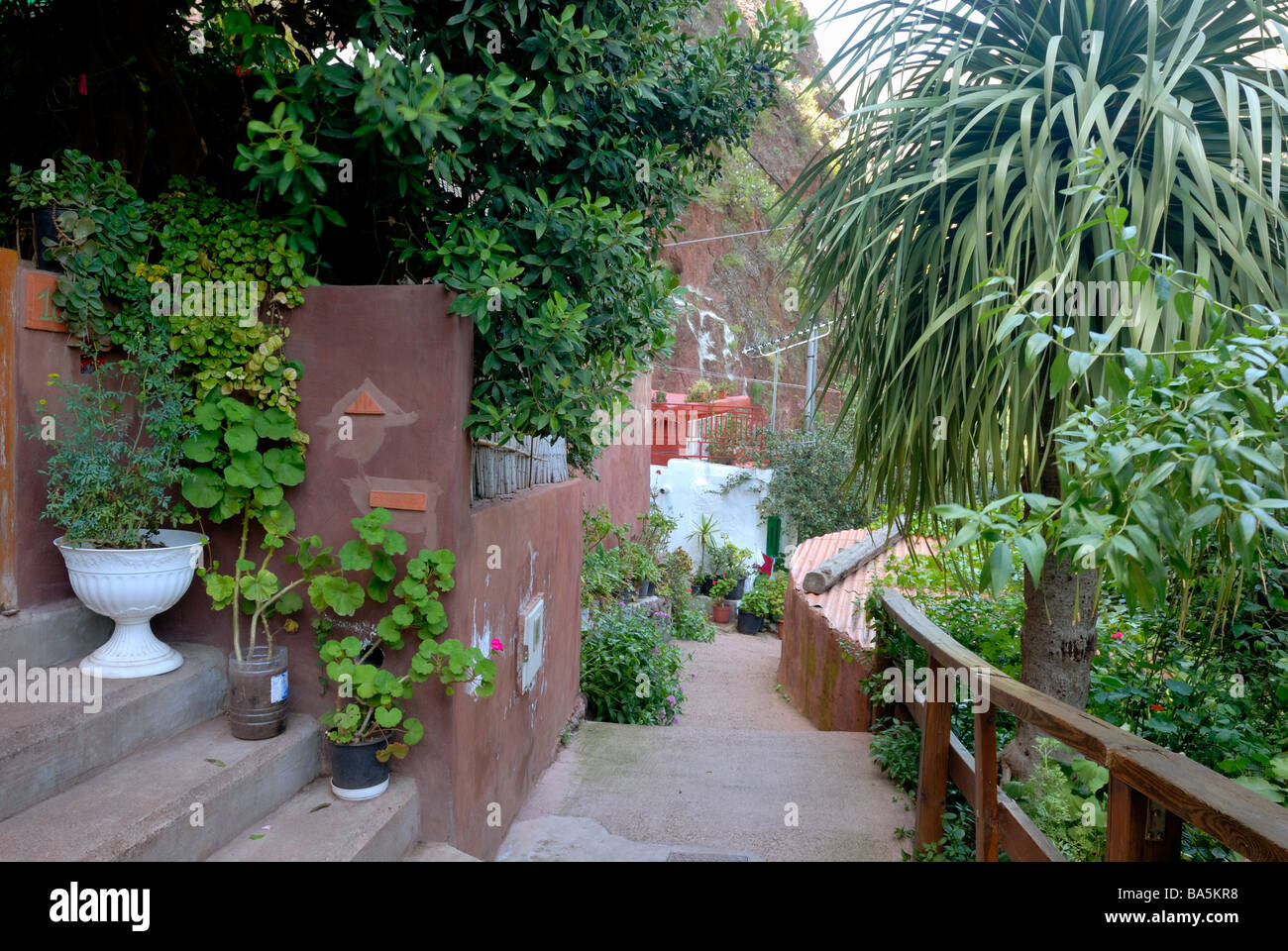 A fine view to the pathway of the cave house village in the Barranco de ...