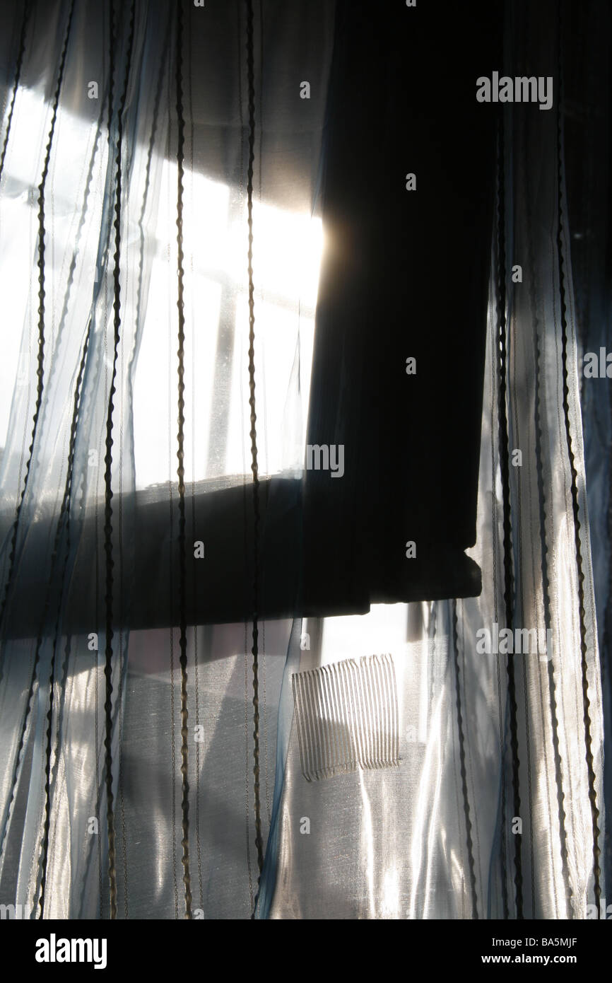 open window and curtains in room with sun light Stock Photo - Alamy