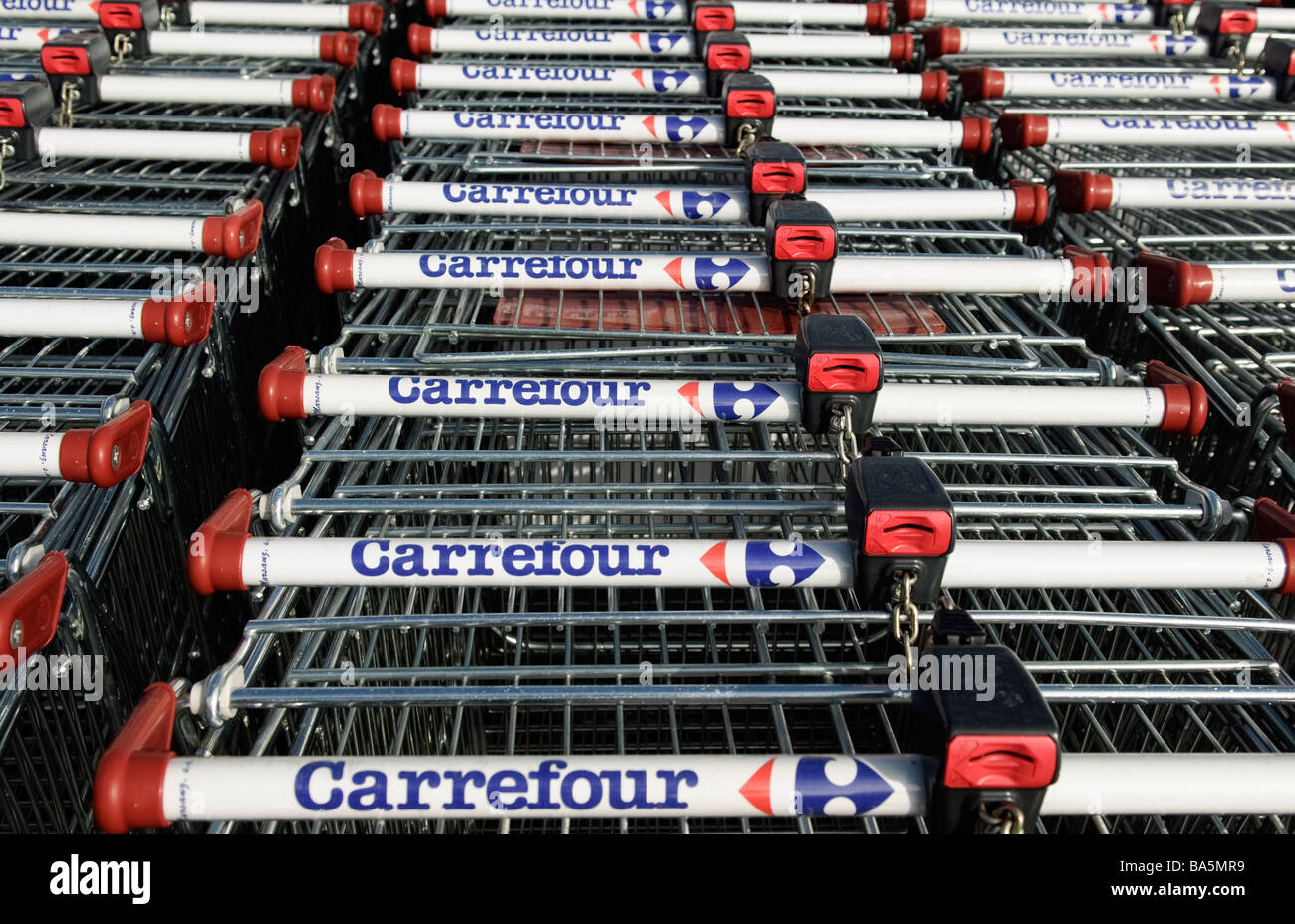 shopping carts bearing the logo of french cash and carry company ...