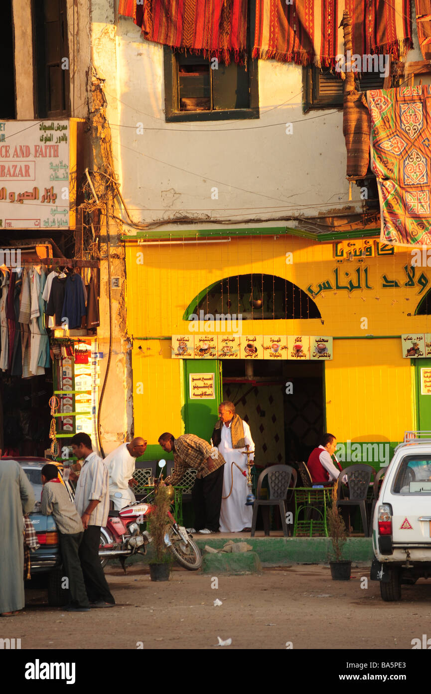 Egypt Aswan A colourful cafe serving coffee and tea in the late ...