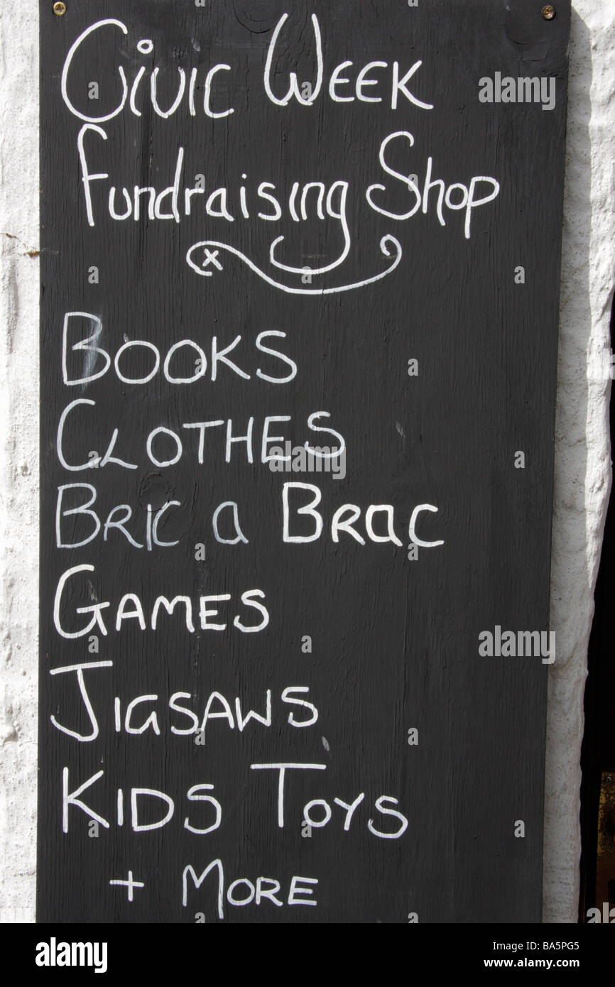 Fundraising shop sign Stock Photo - Alamy