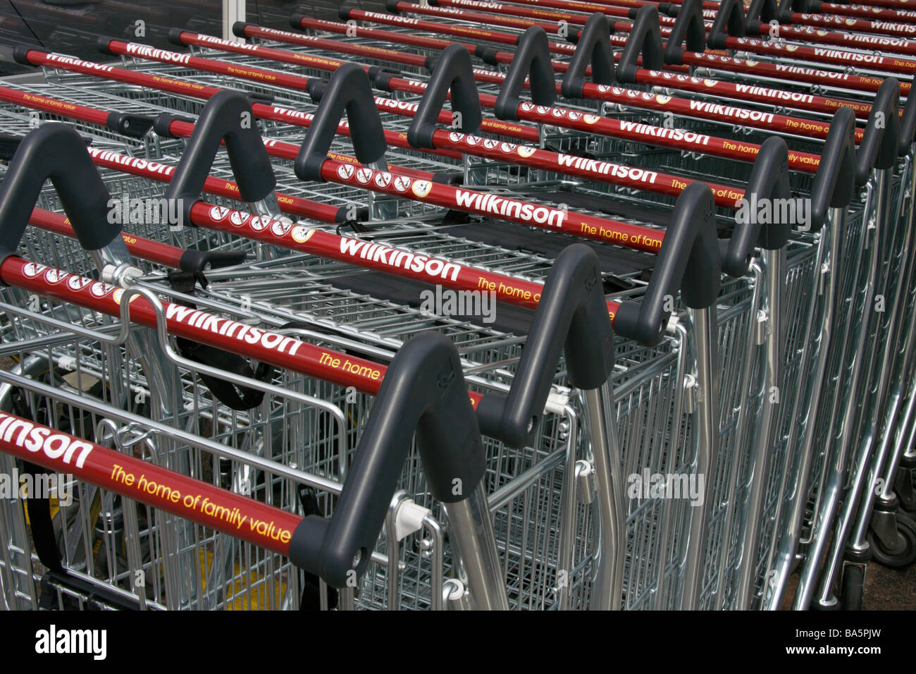 Wilkinsons Store shopping trolleys Stock Photo - Alamy