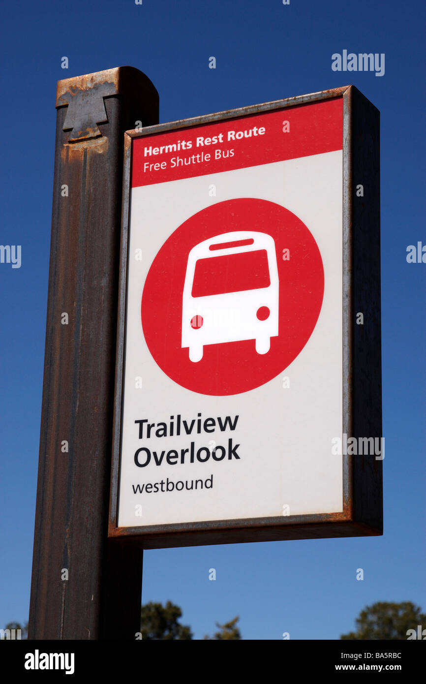 bus stop sign trailview overlook on the hermits rest route grand canyon ...