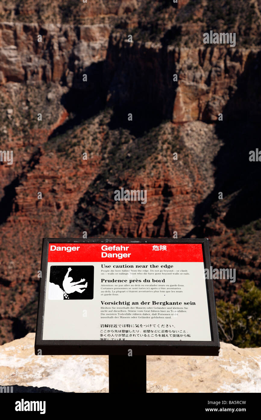 Grand canyon warning sign hi-res stock photography and images - Alamy