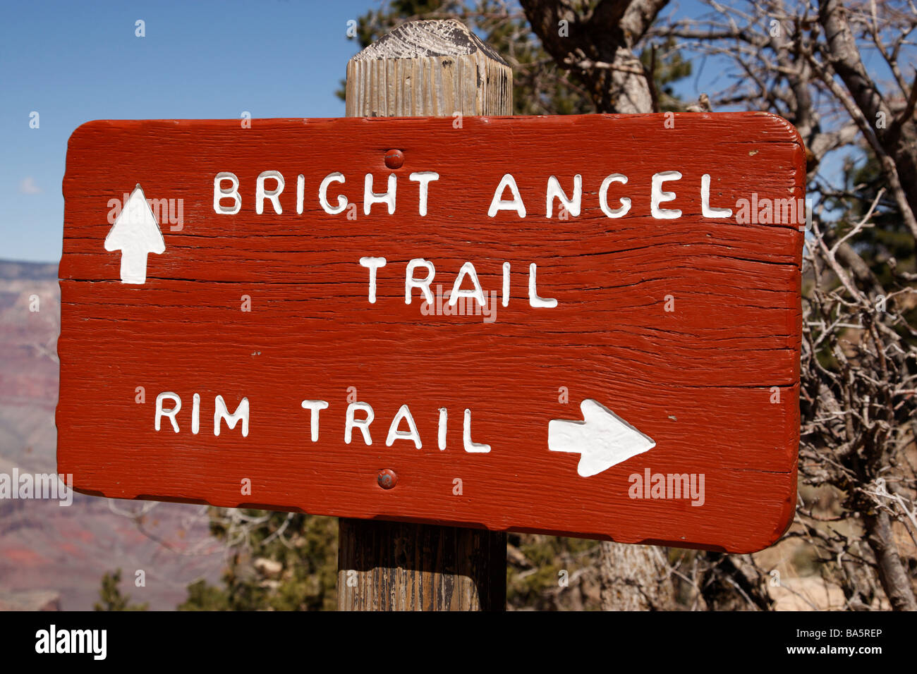 direction sign for bright angel and rim trail grand canyon national ...