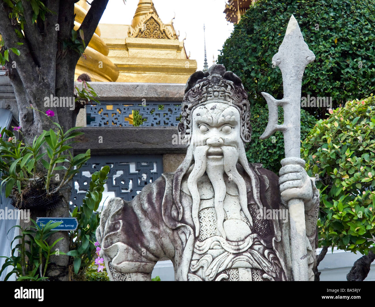 Yaksha stone statue at Temple of the Emerald Buddha Bangkok Thailand ...