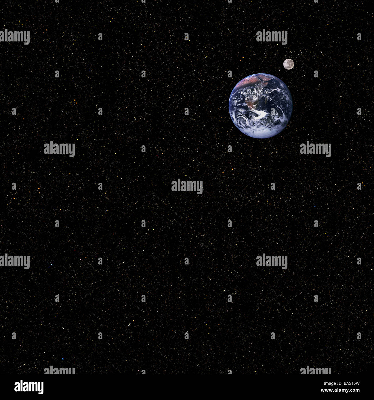 A starry night sky with the Earth created from original NASA images ...