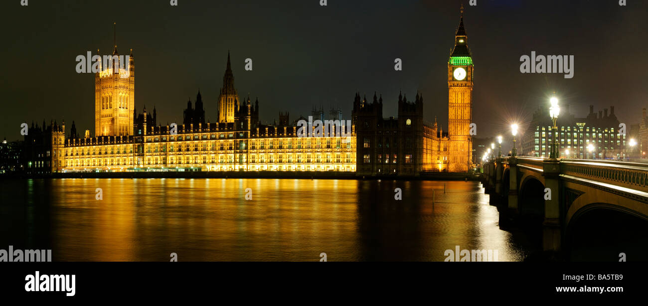 British Houses of Parliament with Big Ben at night taken from Queens ...