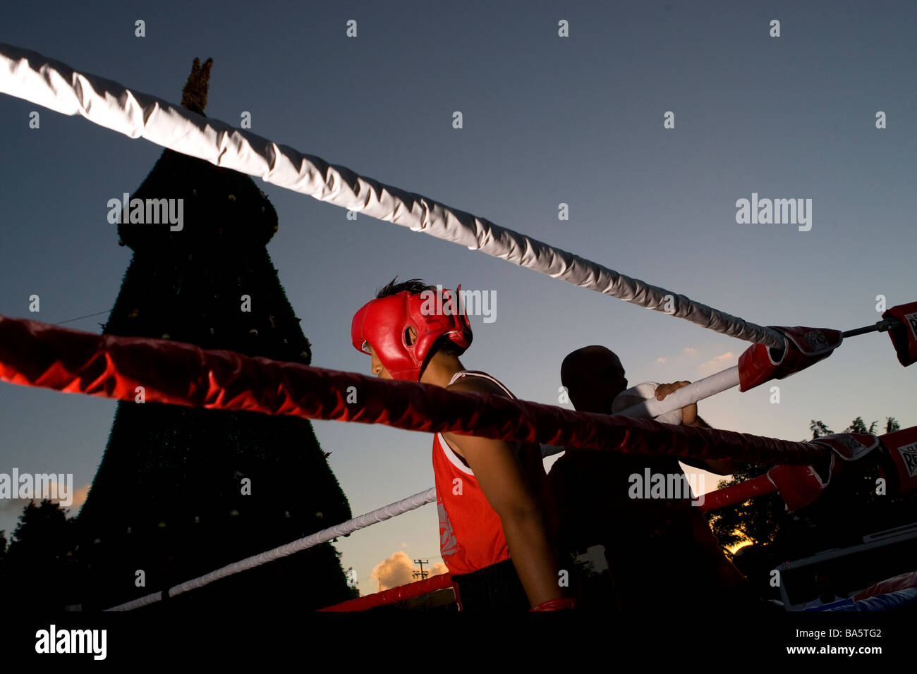 Boxers in a public exhibition in Cancun Mexico Stock Photo - Alamy