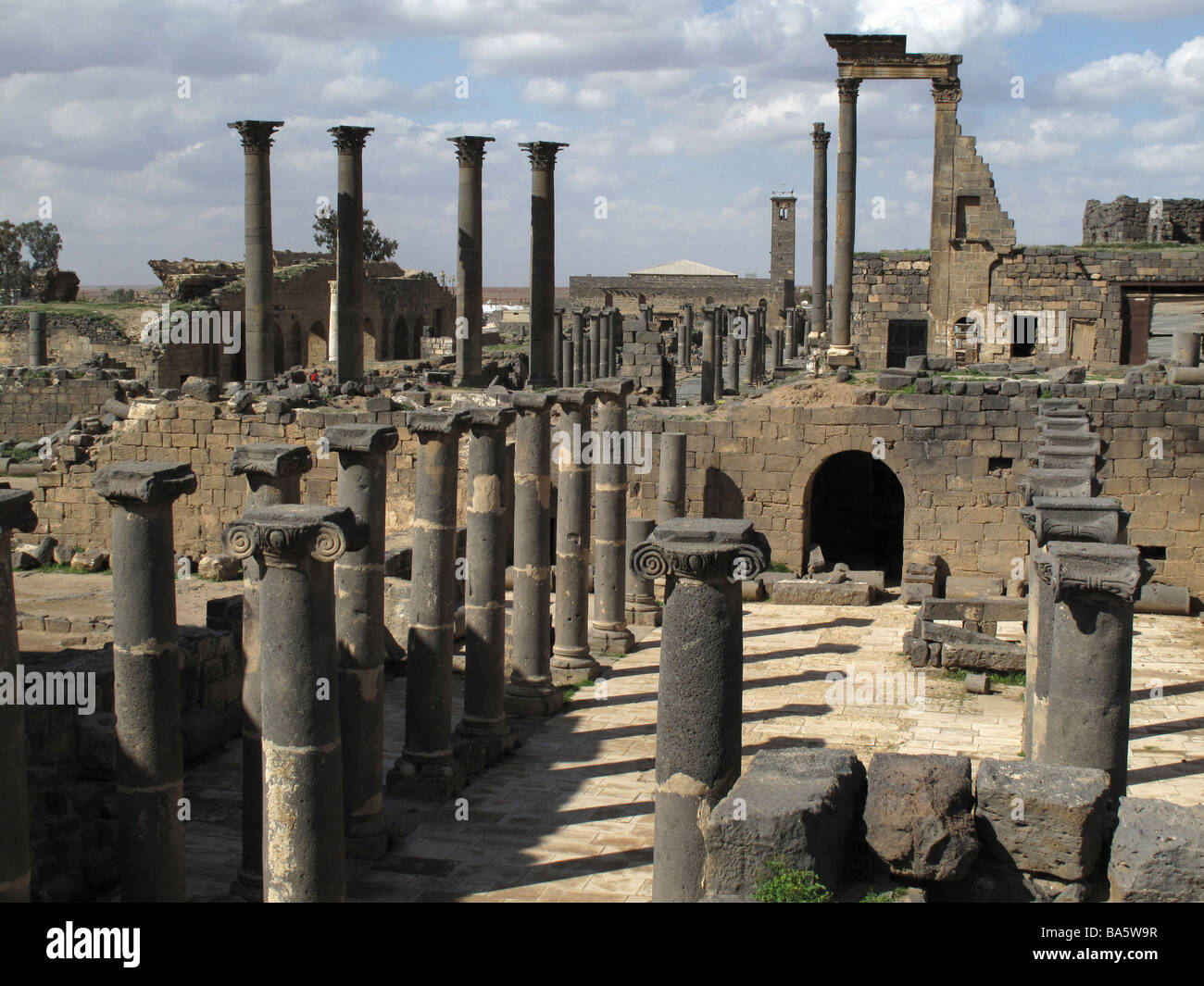 Roman ruins in Bosra SYRIA Ruinas romanas en Bosra SIRIA Stock Photo ...