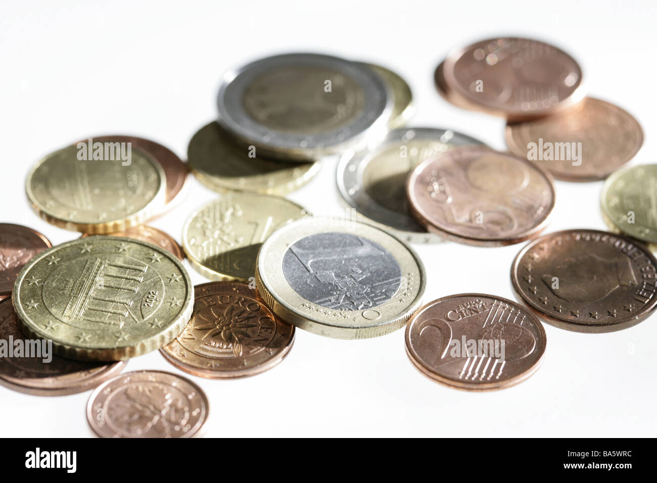 Euro-coins series money Euro coins change cash coins value differently ...