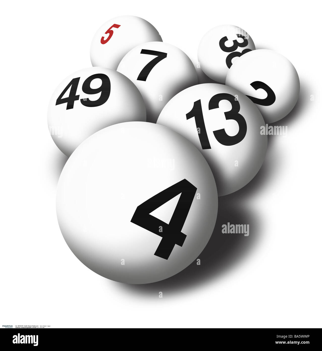 Computer-graphics lottery-balls numbers different addition-number red ...