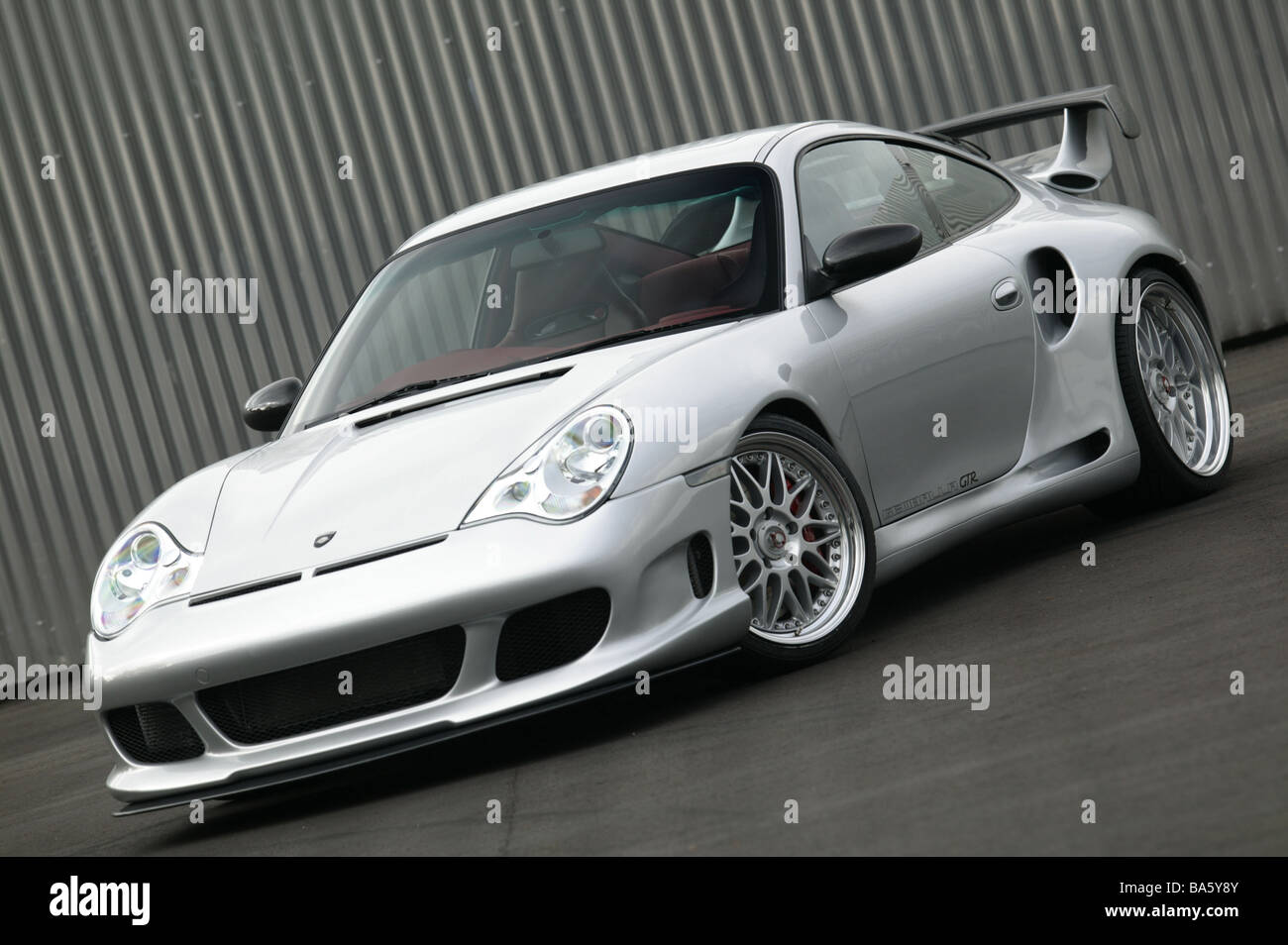 Car Porsche 911 Gemballa turbo no property release corrugated iron-wall ...