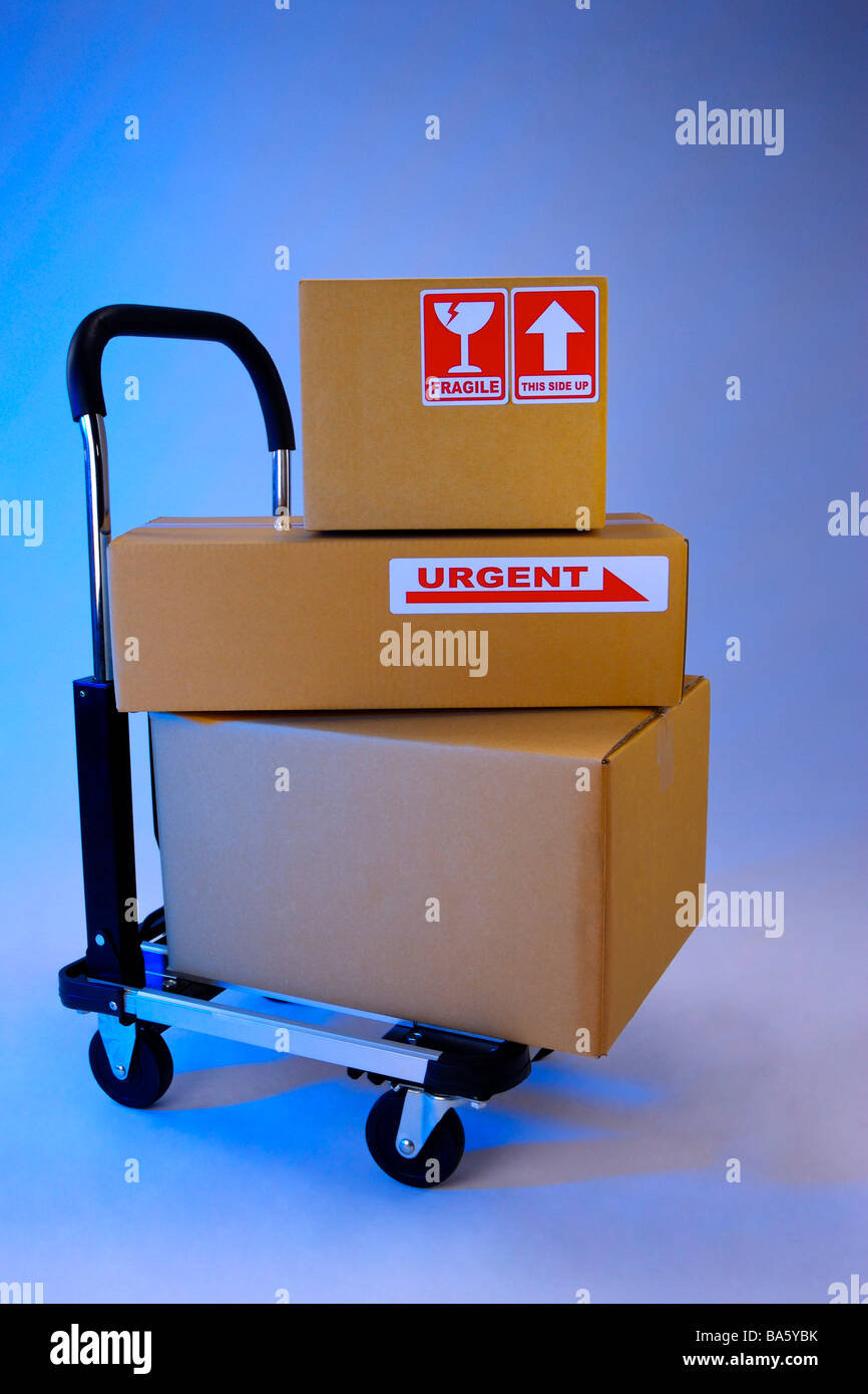 Boxes on Hand Truck Stock Photo - Alamy