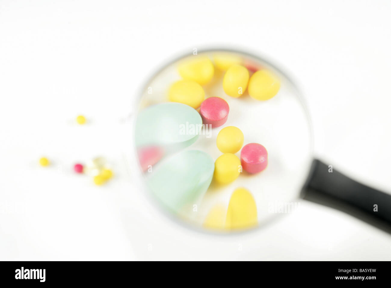 Magnifying glass medication differently series medicine drug pills pill ...