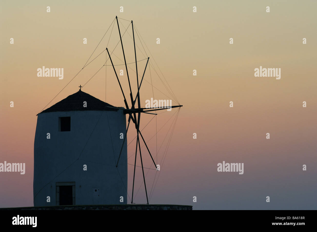 Greece Kykladen island Paros Paroikia windmill sunset Europe ...