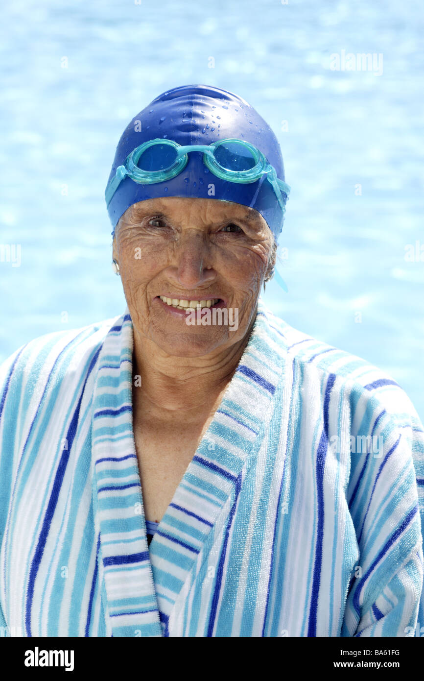 Swimming cap bathrobe hi-res stock photography and images - Alamy