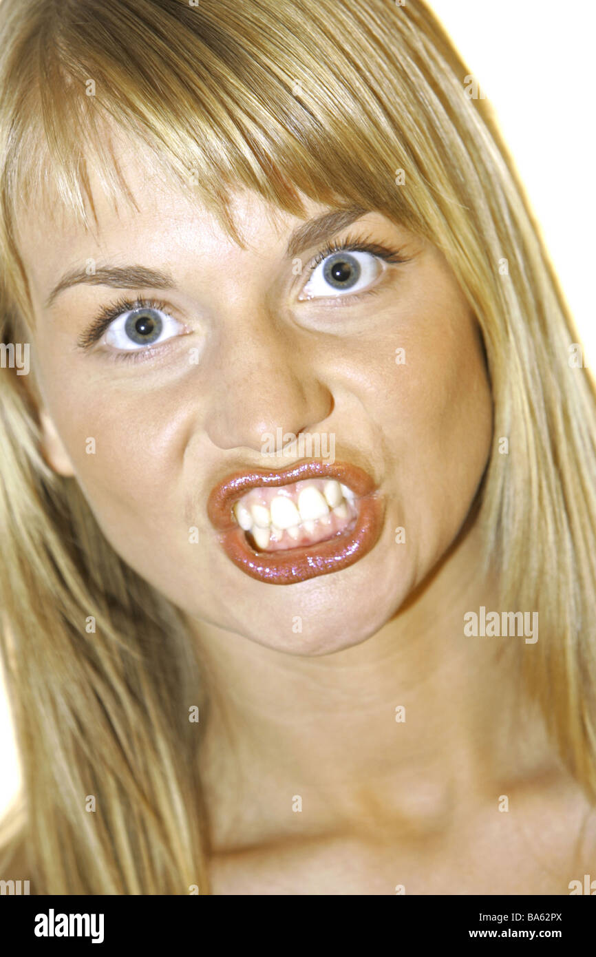 Woman young blond grimace portrait people broached women-portrait 20-30 ...