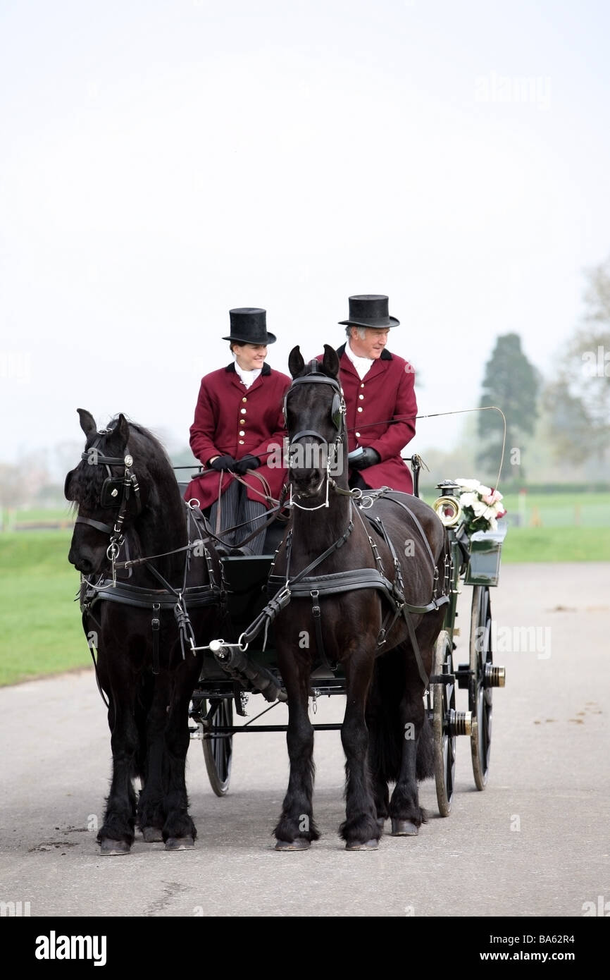 Men in traditional costumes sitting in a horse drawn carriage Stock ...
