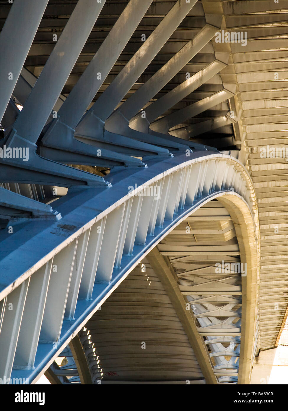 Supports of a footbridge crossing a river Stock Photo - Alamy