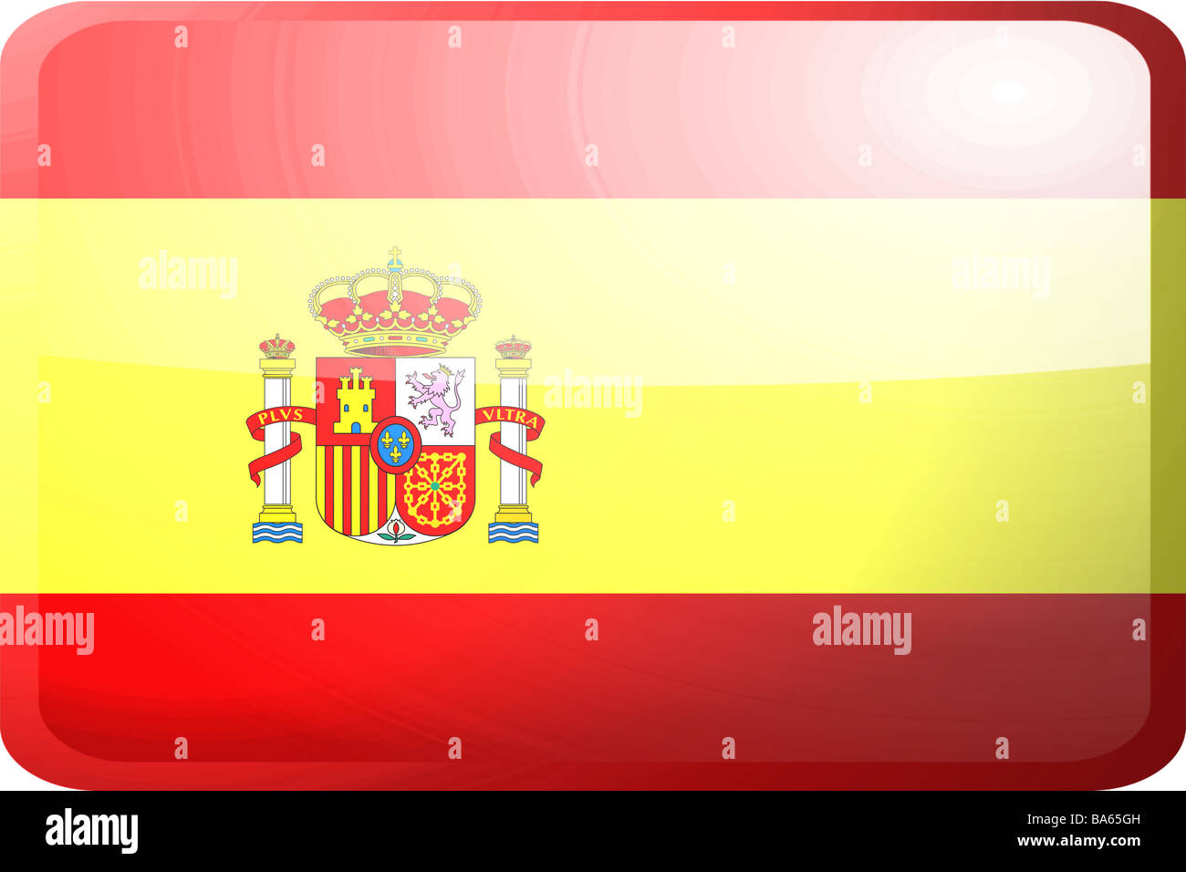 Flag of Spain national country symbol illustration glossy button icon ...