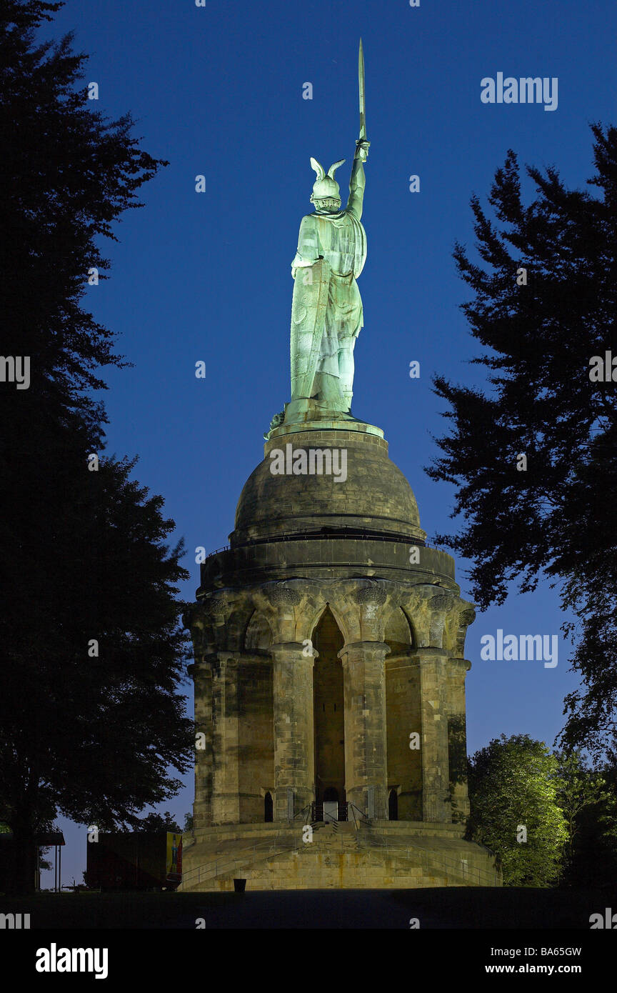 Germany North Rhine-Westphalia Detmold Hermann-monument rear view ...