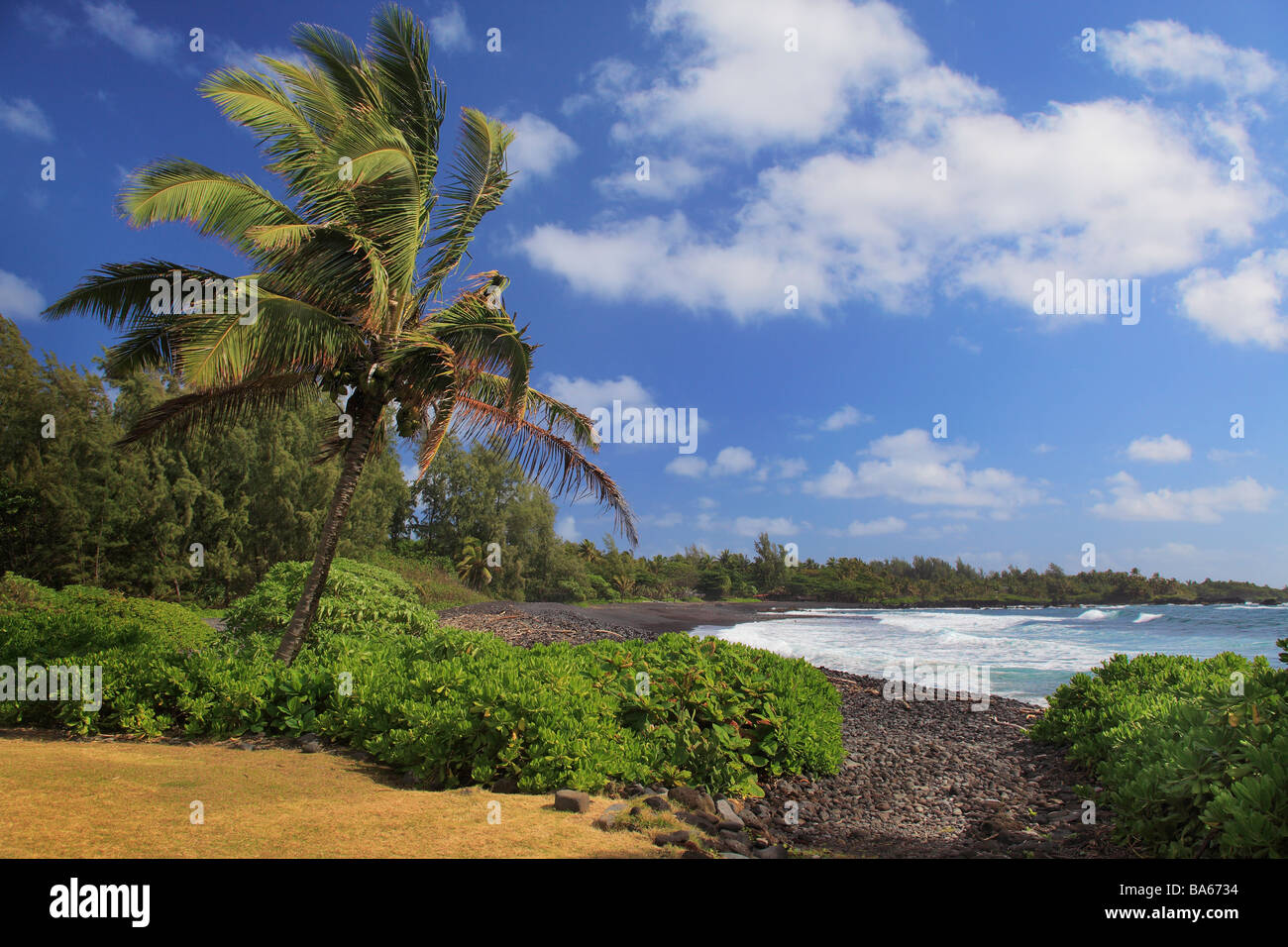 Hana Bay beach in Hana, Maui, Hawaii Stock Photo - Alamy