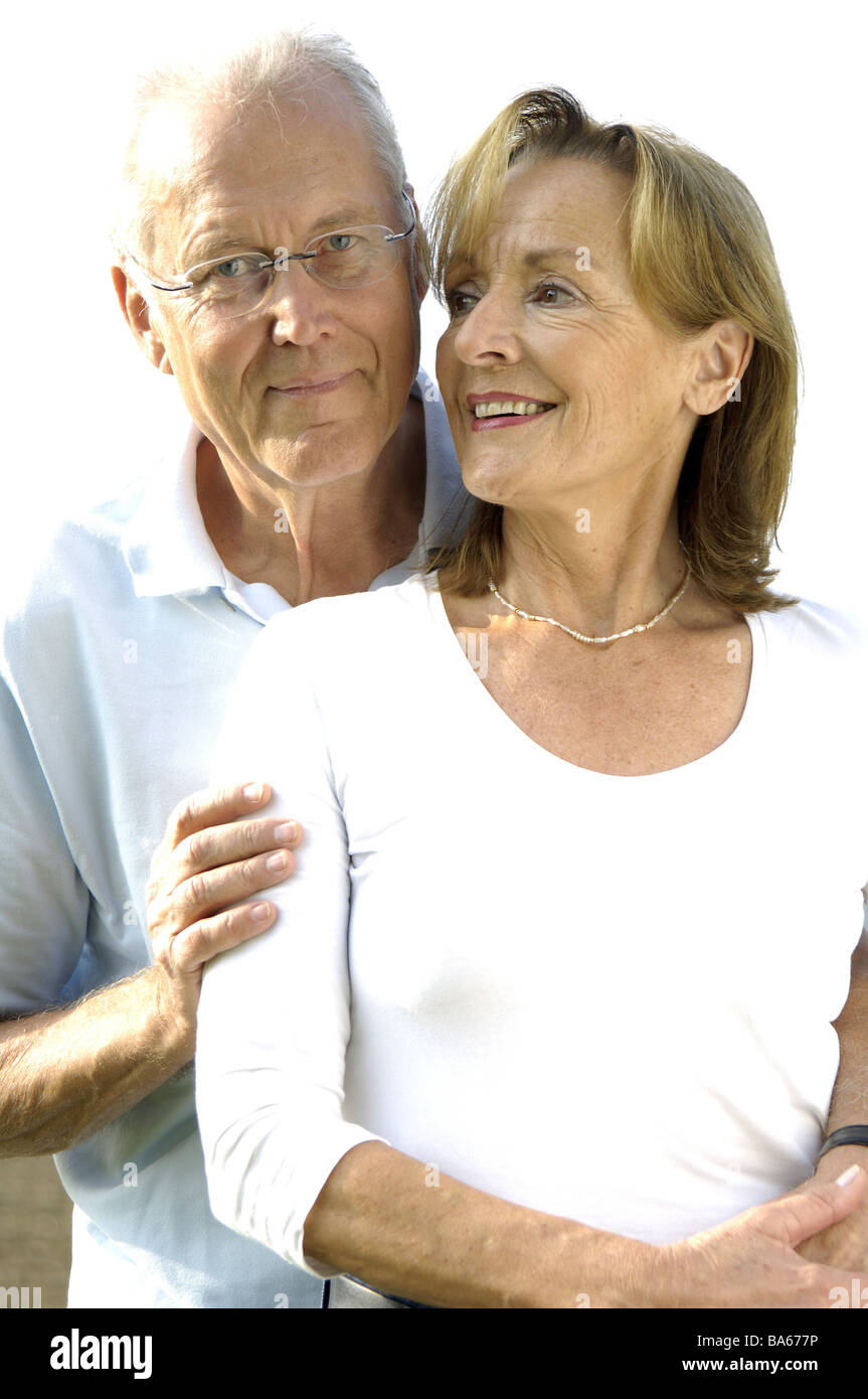 Senior-pair embrace cheerfully semi-portrait series people 50-60 years ...