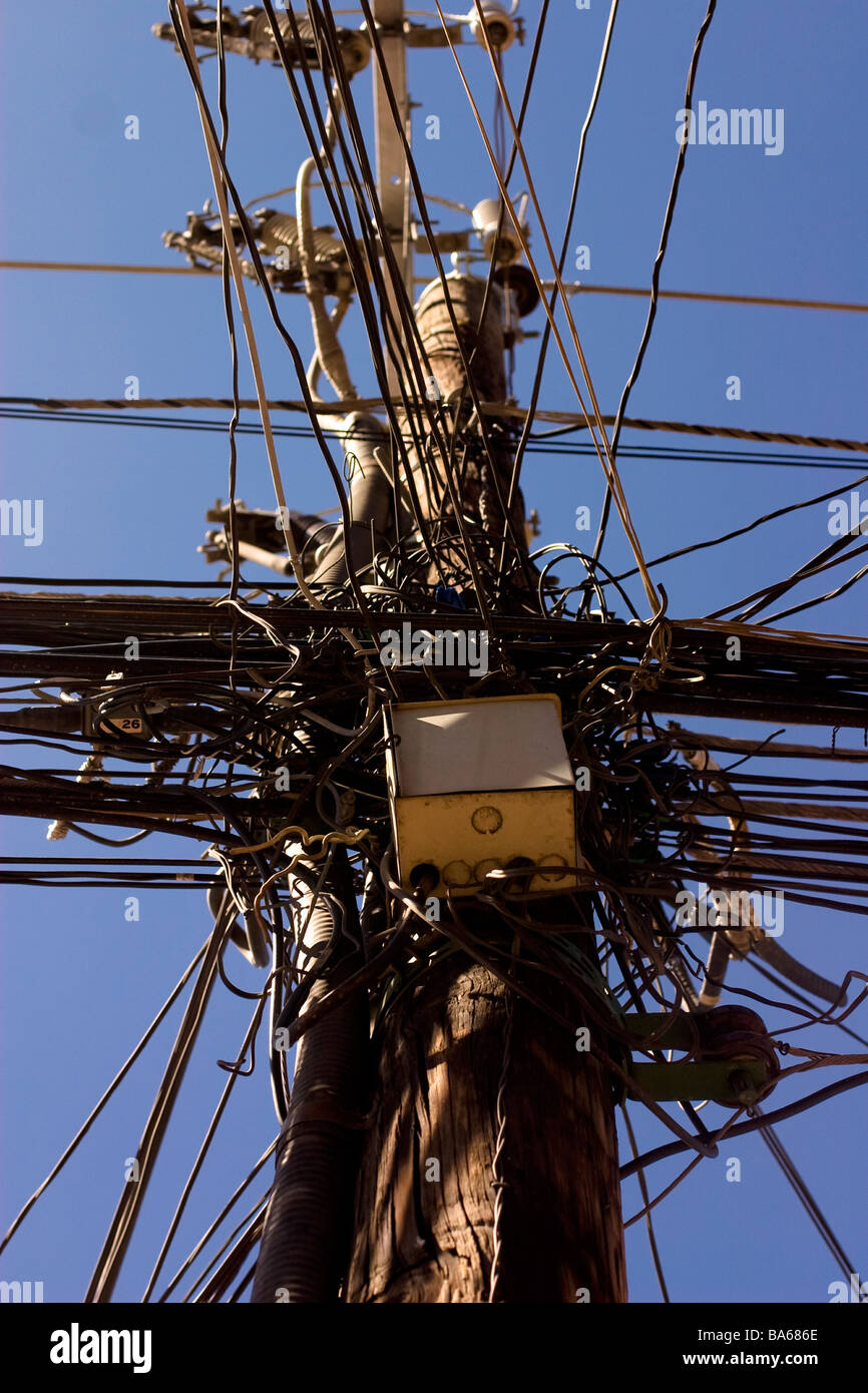 Electric box pole cable hi-res stock photography and images - Alamy