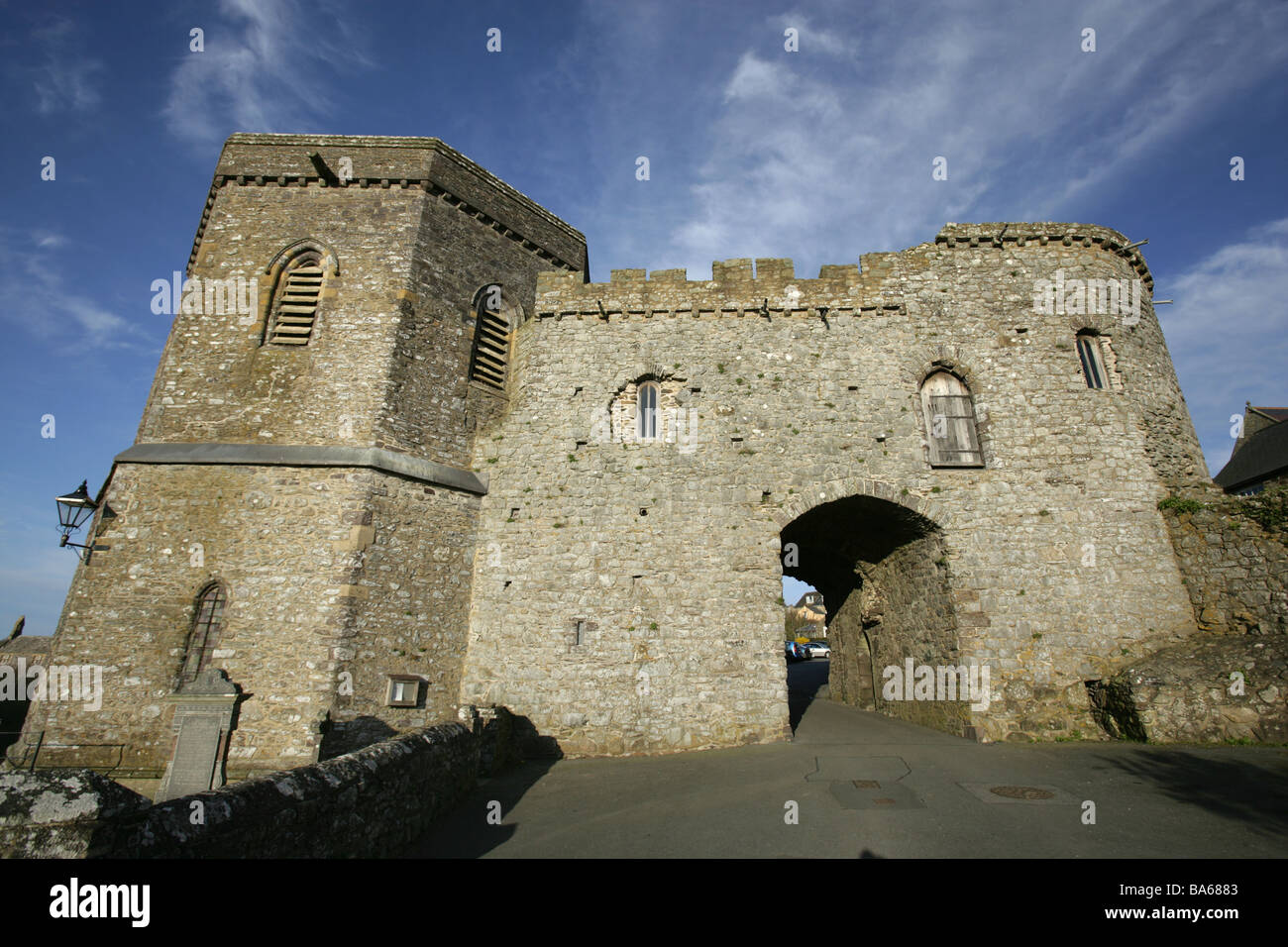 City of St David’s, Wales. The 13th century Porth-y-Twr gatehouse and ...