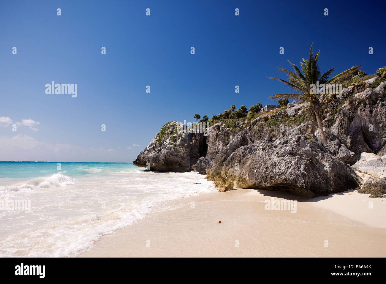 Mexico, state of Quintana Roo, Maya site of Tulum on the Caribbean Sea ...