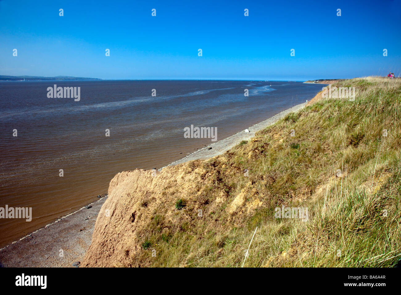Shoreline and cliffs at the popular coastal beach of Thurstaston on the ...