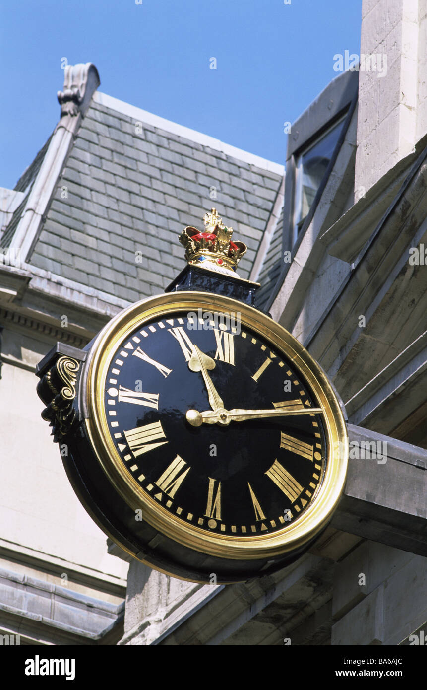 Great Britain London Lombard Street house-facade detail clock England ...