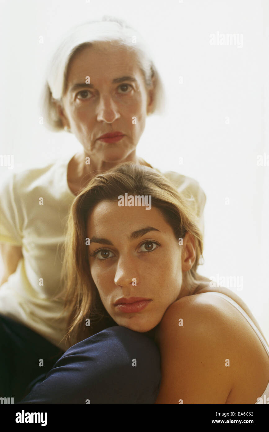 Mother daughter seriously gaze camera portrait series people women 30 ... Mother daughter seriously gaze camera portrait series people women 30 ...