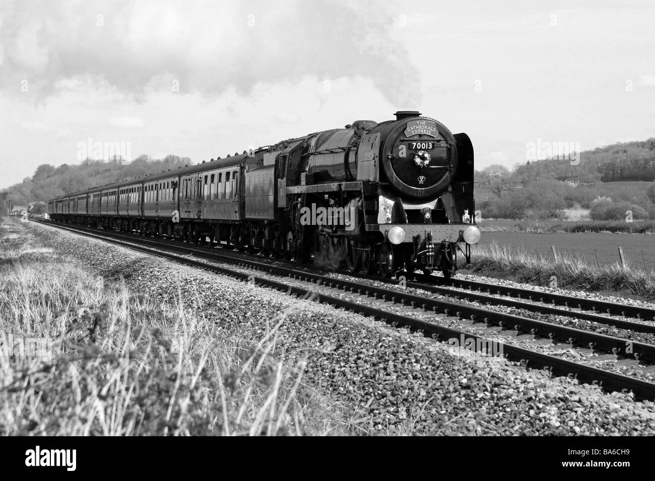 Britannia steam locomotive Black and White Stock Photos & Images - Alamy