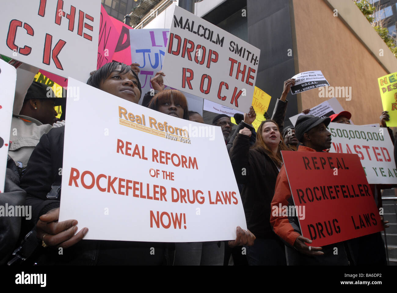 Demonstrators protest against the New York State Rockefeller Drug Laws ...