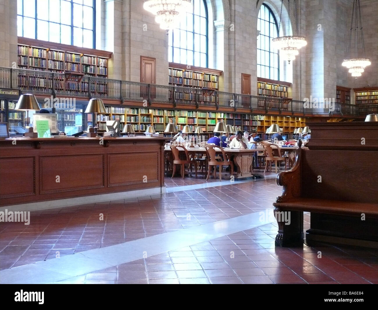 USA New York city New York Public Library indoors visitors America city ...