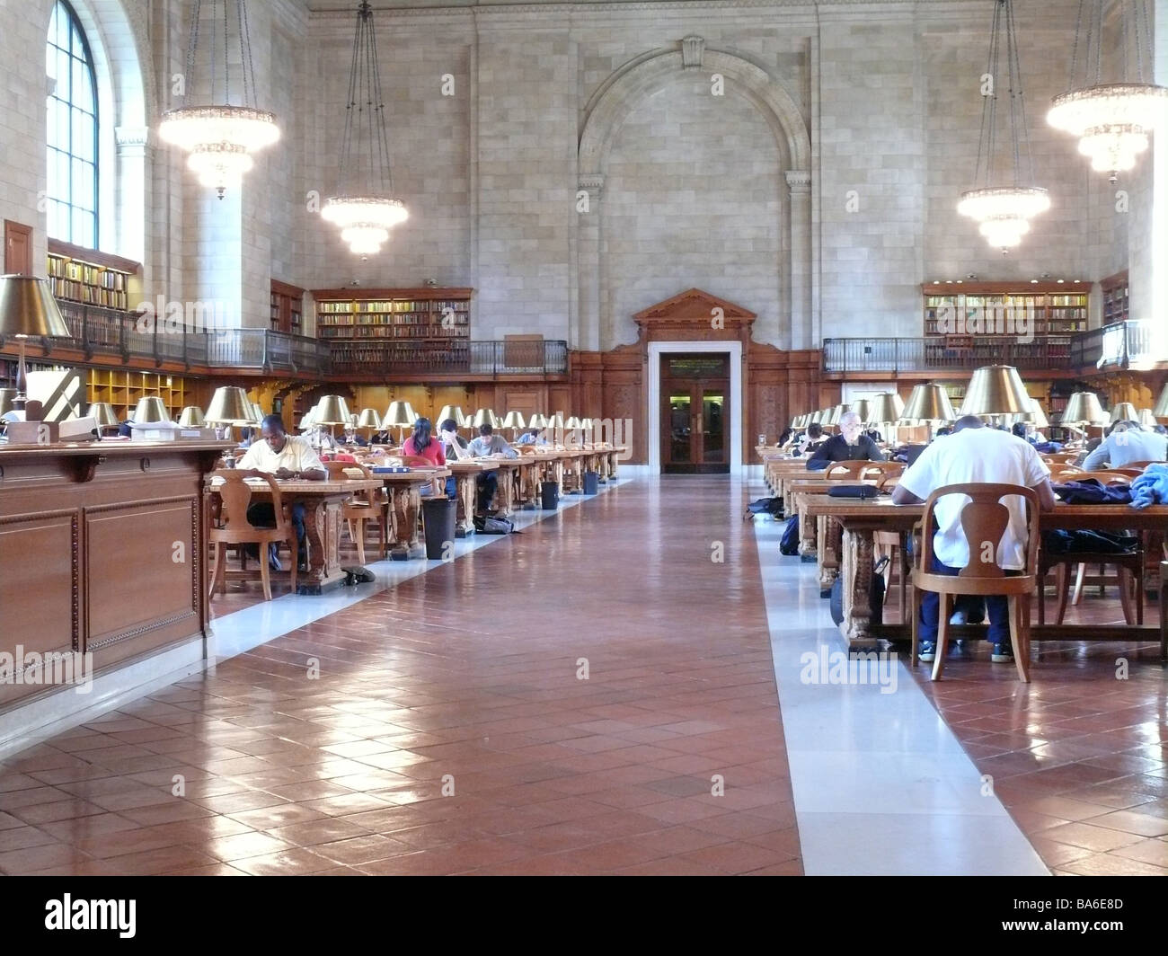 USA New York city New York Public Library indoors visitors America city ...