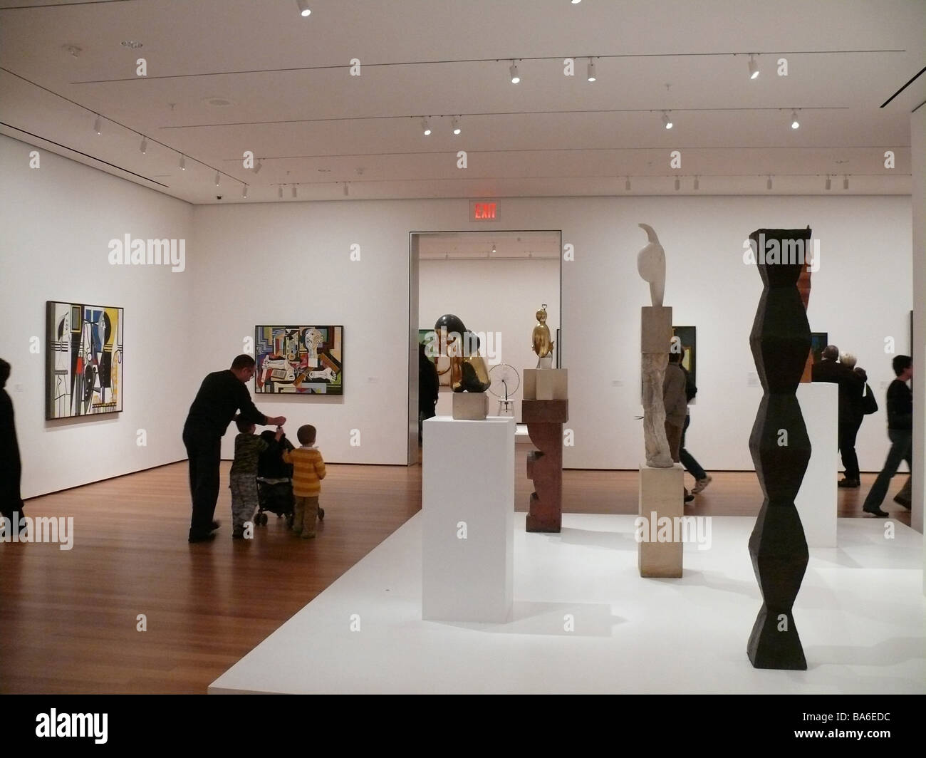 USA New York city museum of modern type exhibition sculptures visitors ...